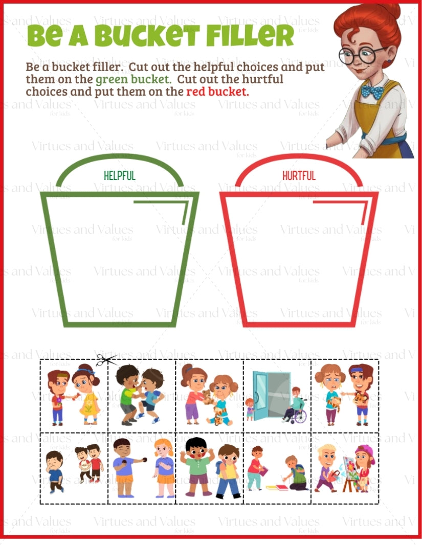 Bucket Filler Sorting Activity – Virtues and Values for Kids